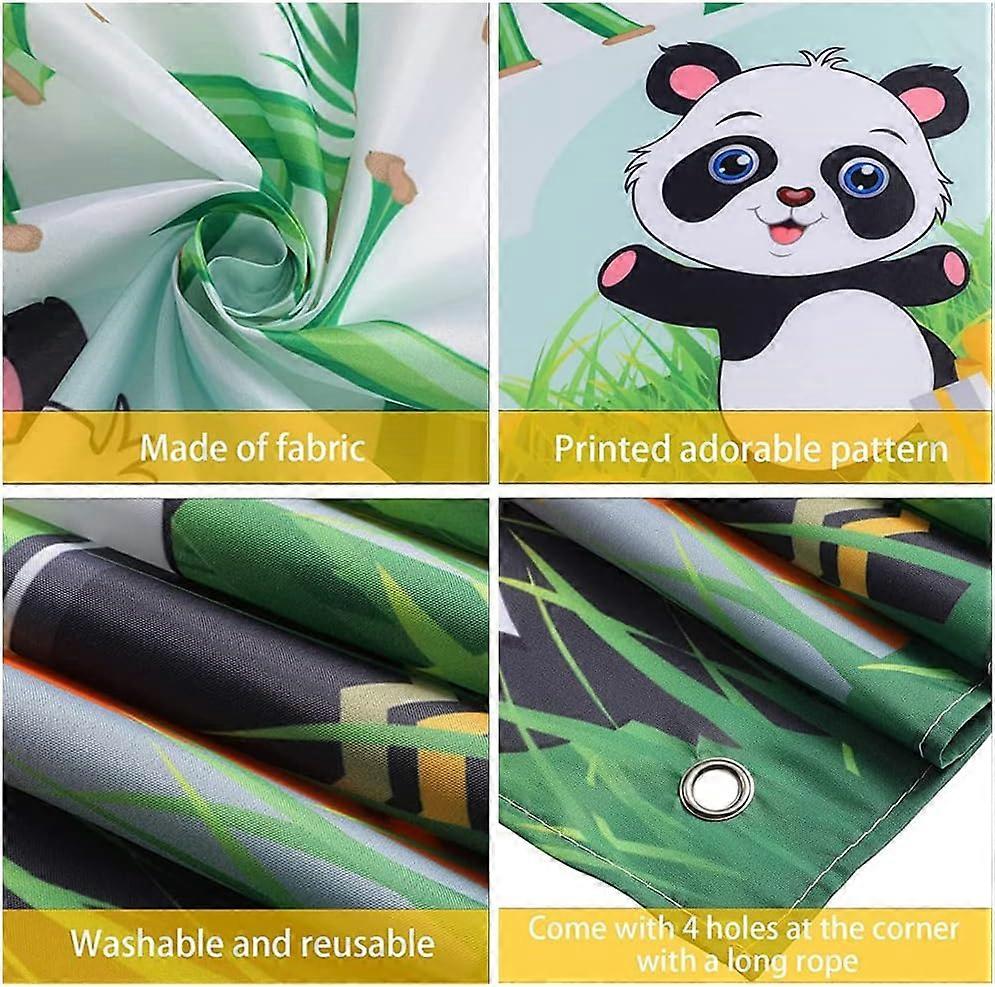 Cartoon Panda Birthday Backdrop, Green Bamboo Panda Theme Baby Shower ...