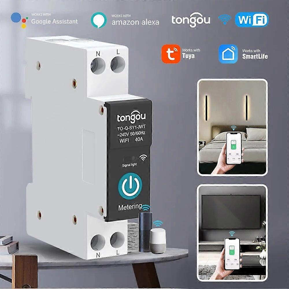 TUYA WIFI Smart Circuit Breaker With Metering 1P 63A DIN Rail for Smart ...