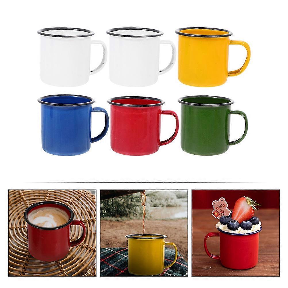 6Pcs Handheld Enamel Mugs Retro Style Enamel Cups Colored Enamel Mugs ...