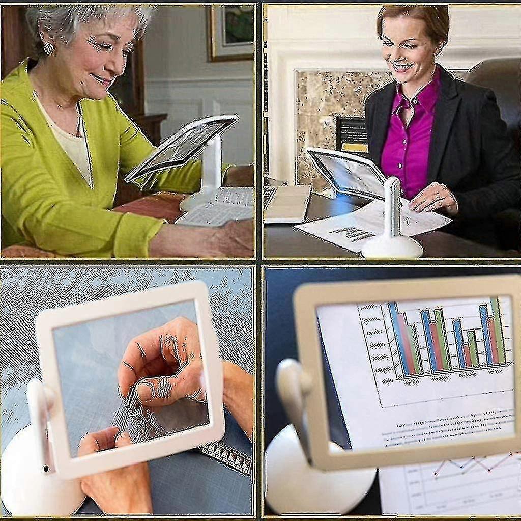 3x Rectangular Magnifying Glass With Led Light For Books, Visually ...