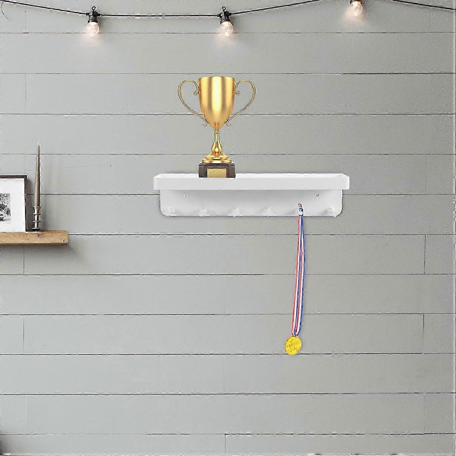 Medal Hanger Display and Trophy Shelf with Hooks, Stainless Steel Wall ...