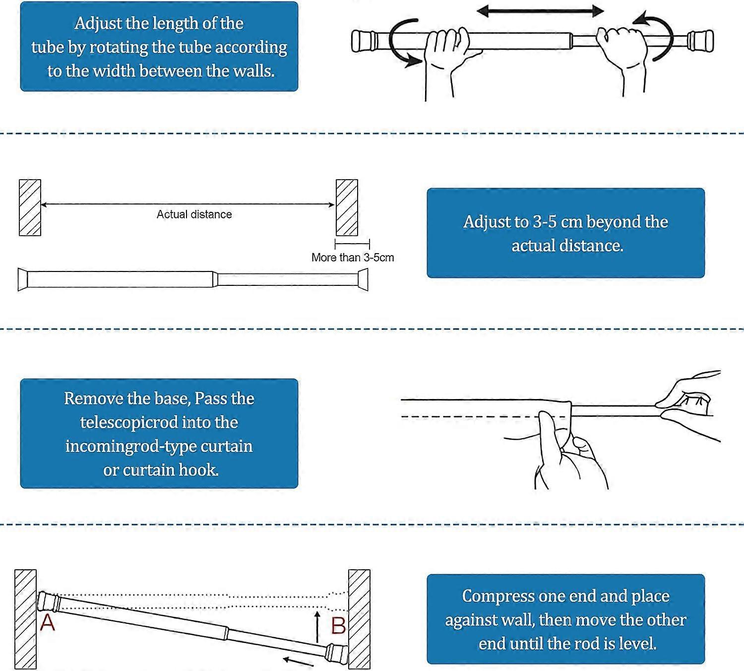 Telescopic rod stainless steel, 40-55cm, curtain rod, tension rod ...