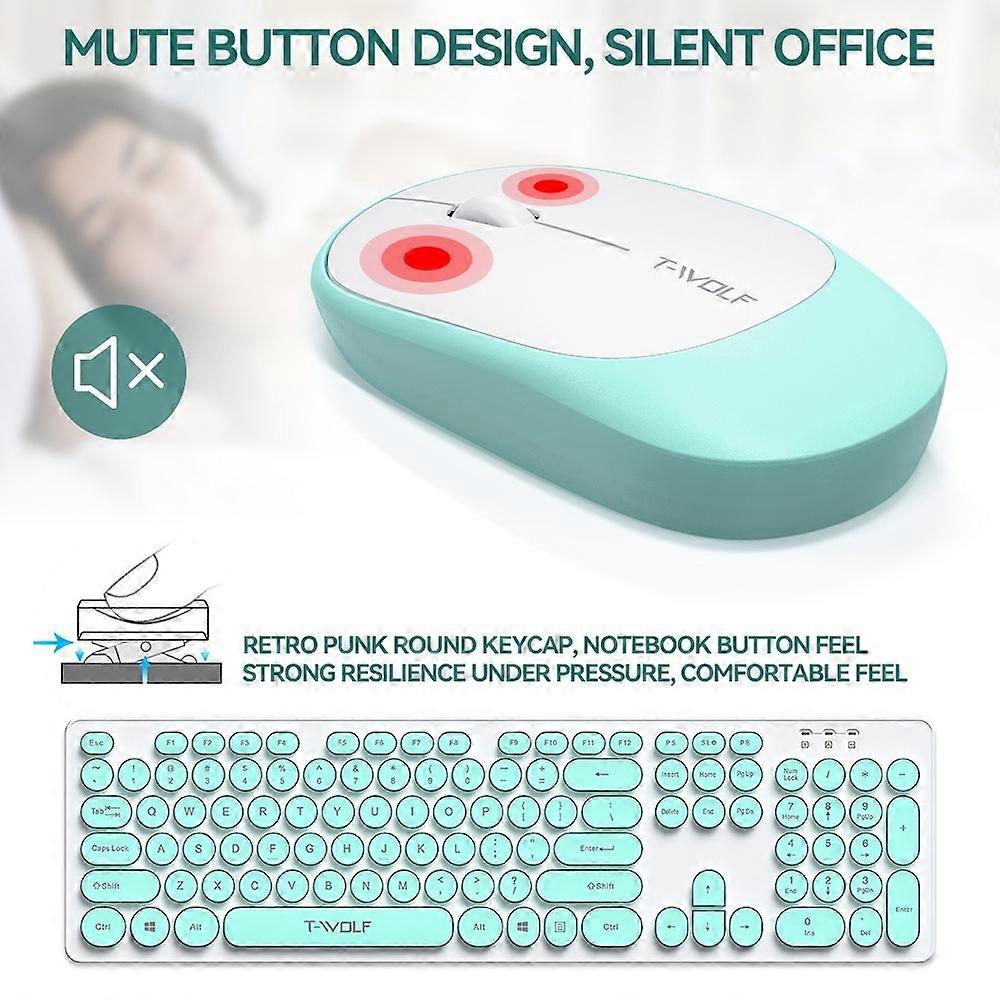Type B T-WOLF TF770 Wireless Keyboard and Mouse Combo 104 Key Low-Noise ...