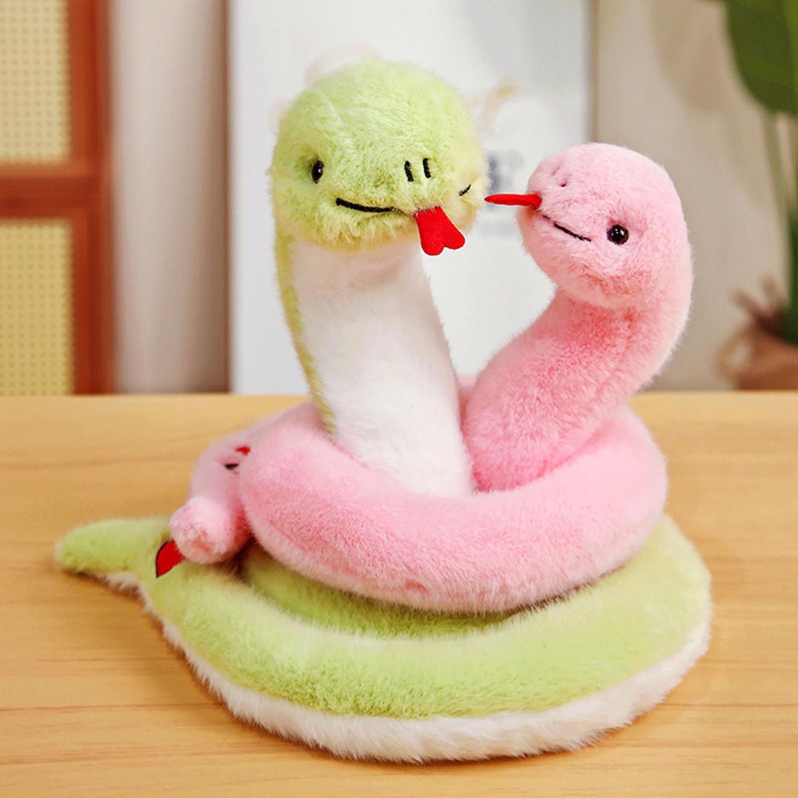 Pink Snake Couple Plushies Wedding Gifts Stuffed Snake Toy Cute Furry ...