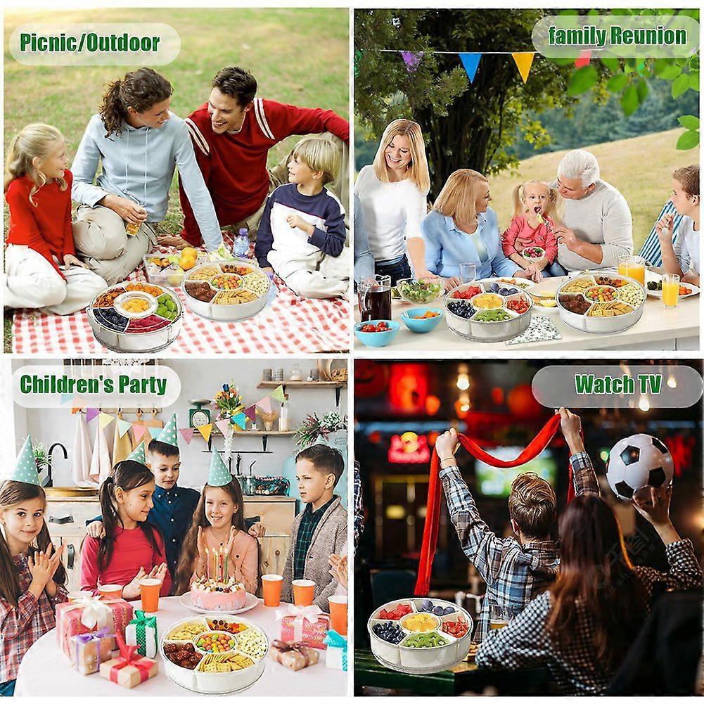 Six-Grid Rotating Snack Box Container with Handle | Fruugo UK