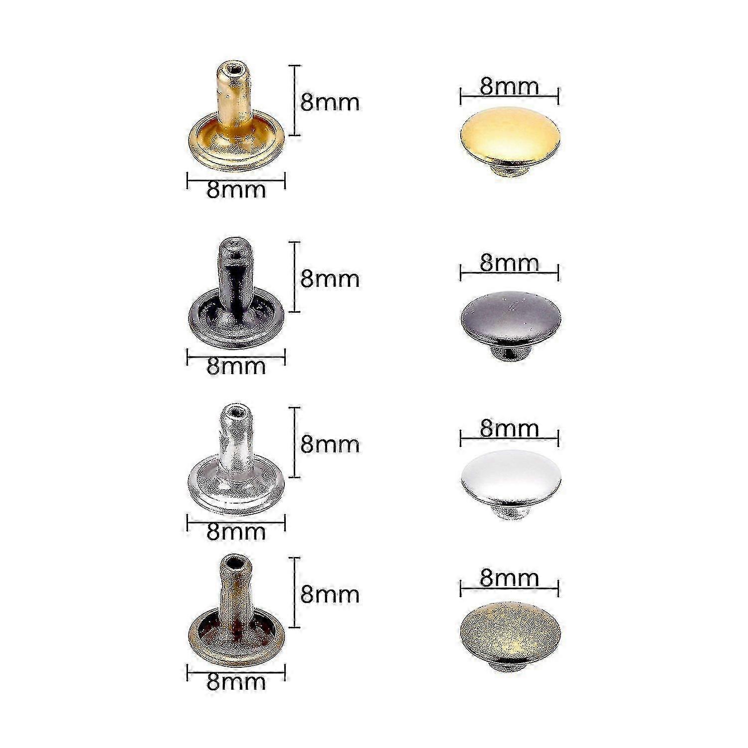 100 Set Leather Rivets Double Cap Rivets With Fixing Tool Kit For ...