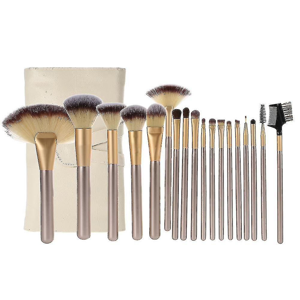 Professional Cosmetic Makeup Brushes Tools Set With Roll Up Bag 18pcs ...