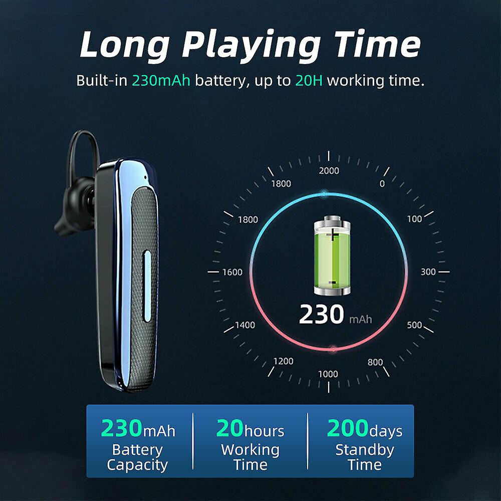 Bluetooth 5.0 Earpiece Driving Trucker Wireless Headset Earbuds Noise ...