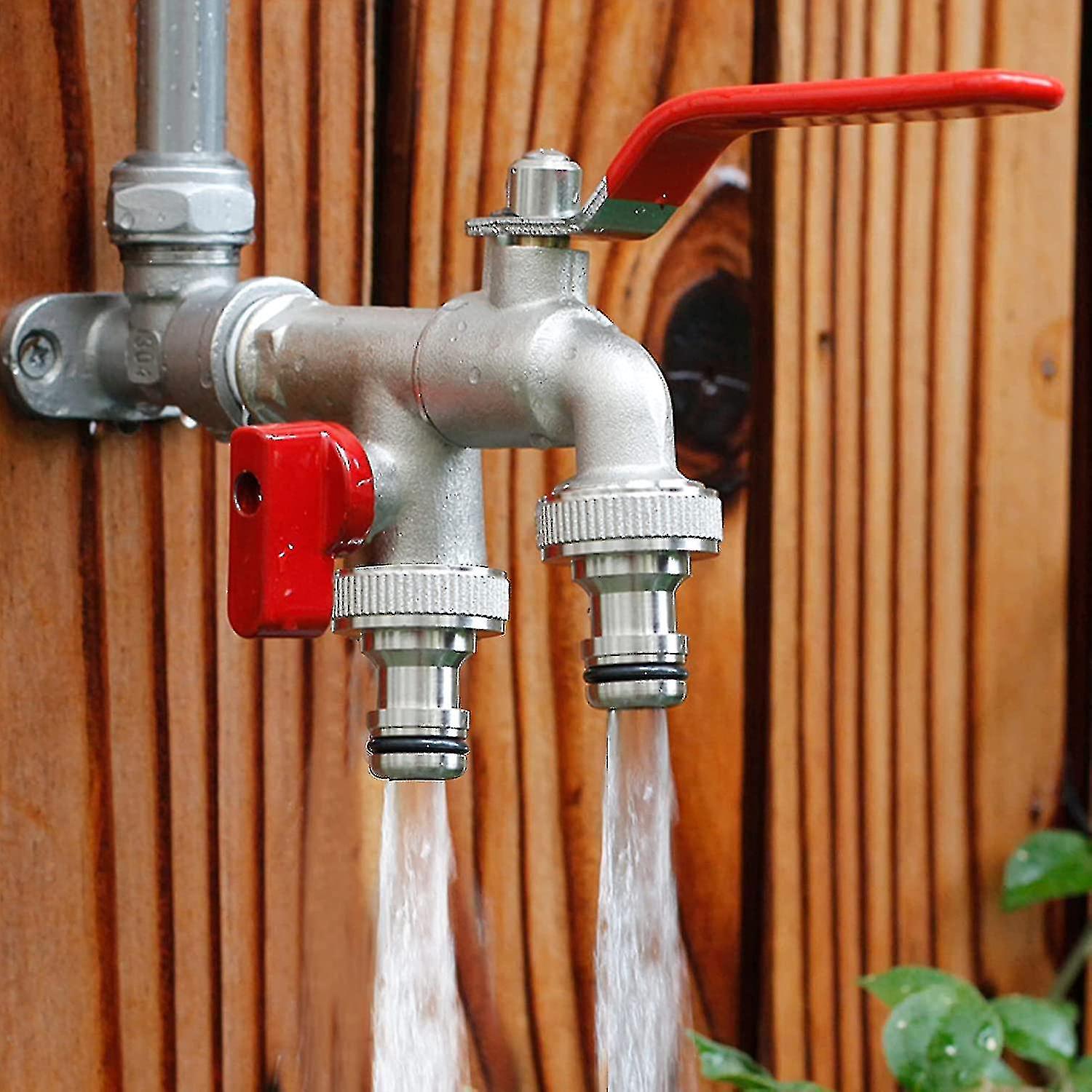 Garden Double Faucet, Brass Water Faucet, Premium Double Water Faucet 3 ...