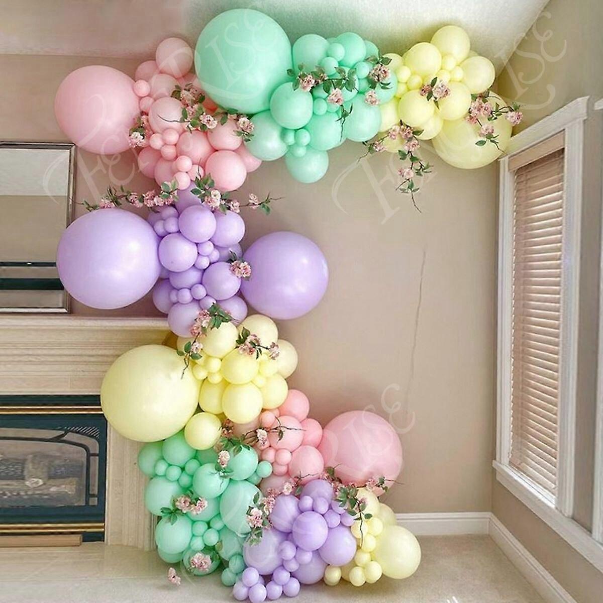 Pastel Pink Macaron Color Balloon Garland Arch Matte Rainbow Balloons ...