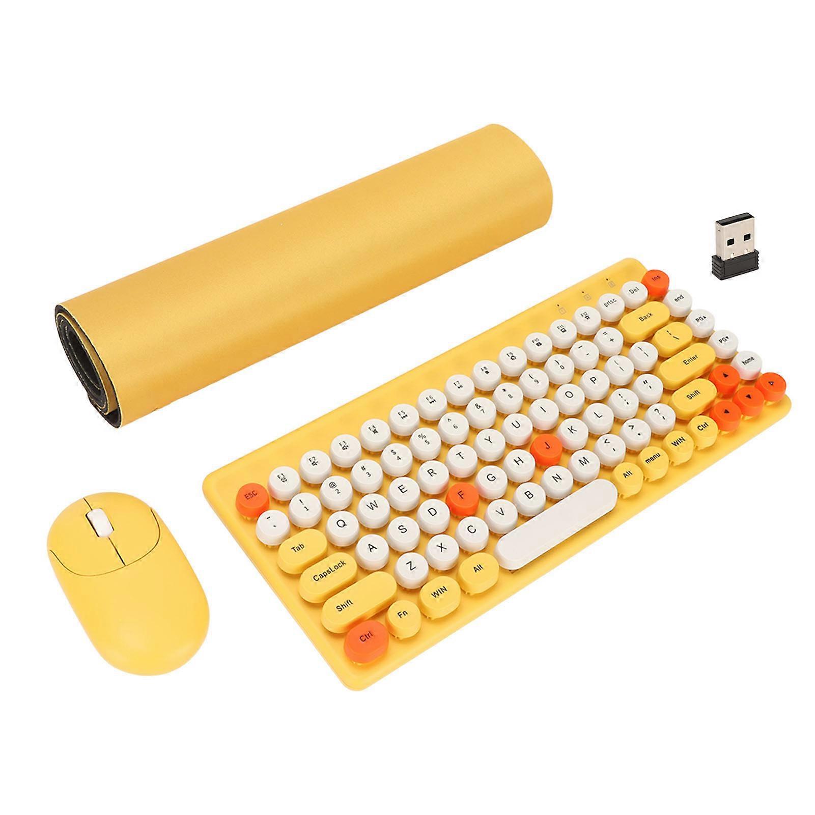 Wireless Keyboard Mouse Combo 2.4 GHz 86 Keys Round Keycap Automatic ...