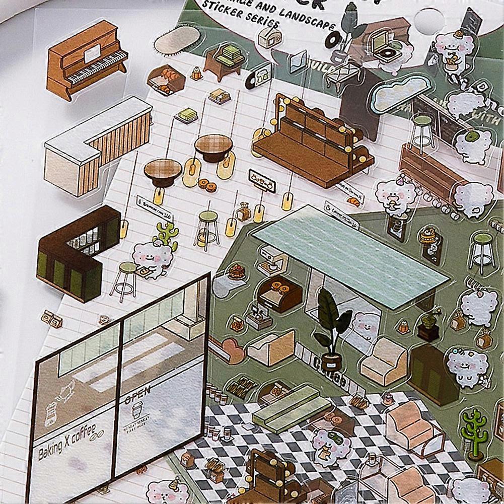DIY 3D Sticker Scene Create DIY Supermarket/Coffee Shop/Restaurant ...