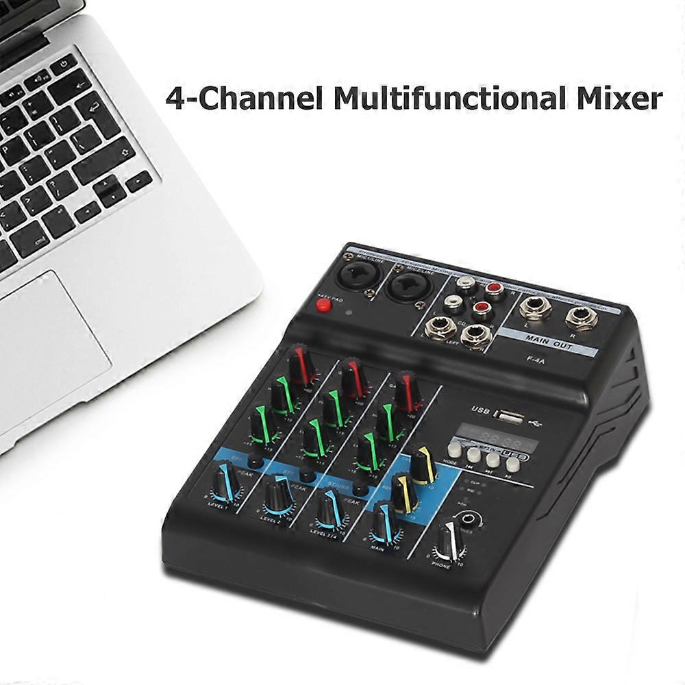 Professional 4-Channel Mixing Console Mini USB Mixer with Sound Card ...