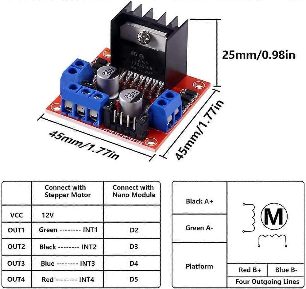L298N Motor Drive Controller Board Module Double H Bridge DC Stepper ...