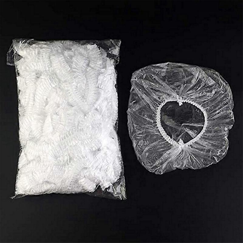 200 Pieces (White) Disposable Clear Plastic Shower Cap for Home Use ...