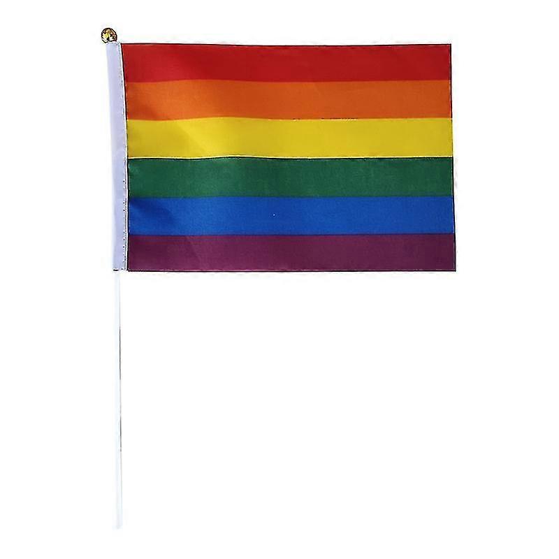 Rainbow Gay Pride Flag LGBT Malá vlajka Ruční mávání vlajkou Stick ...
