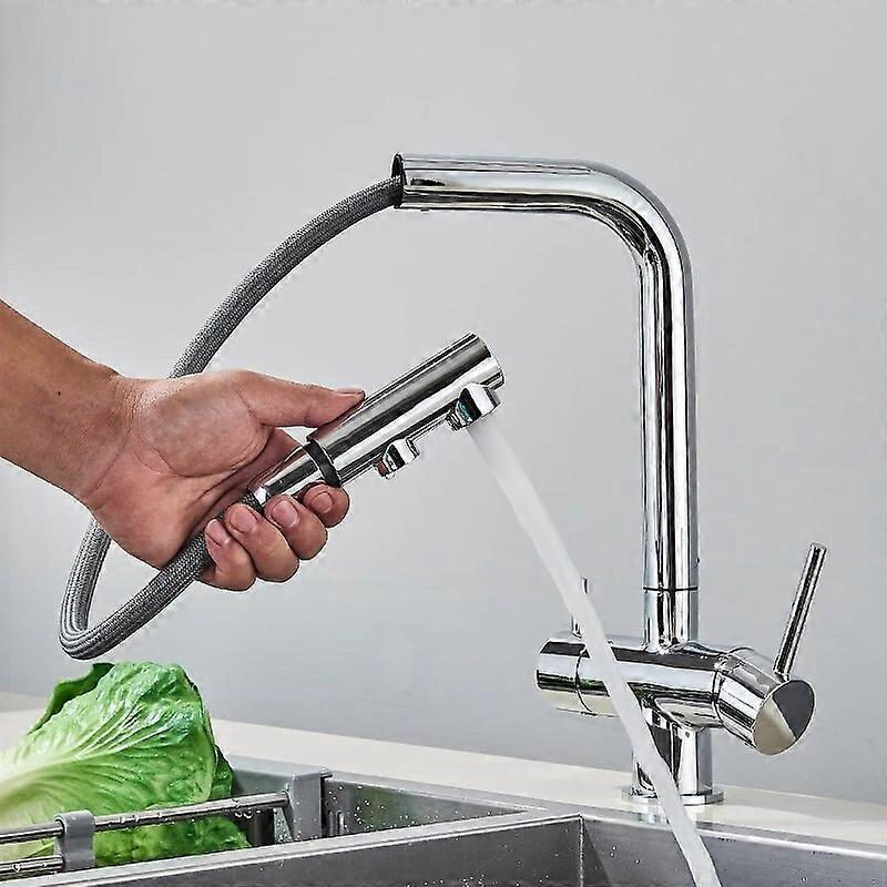 Pure Water Kitchen Faucet Pull Out Sprayer Head 360 Rotate Filtered ...
