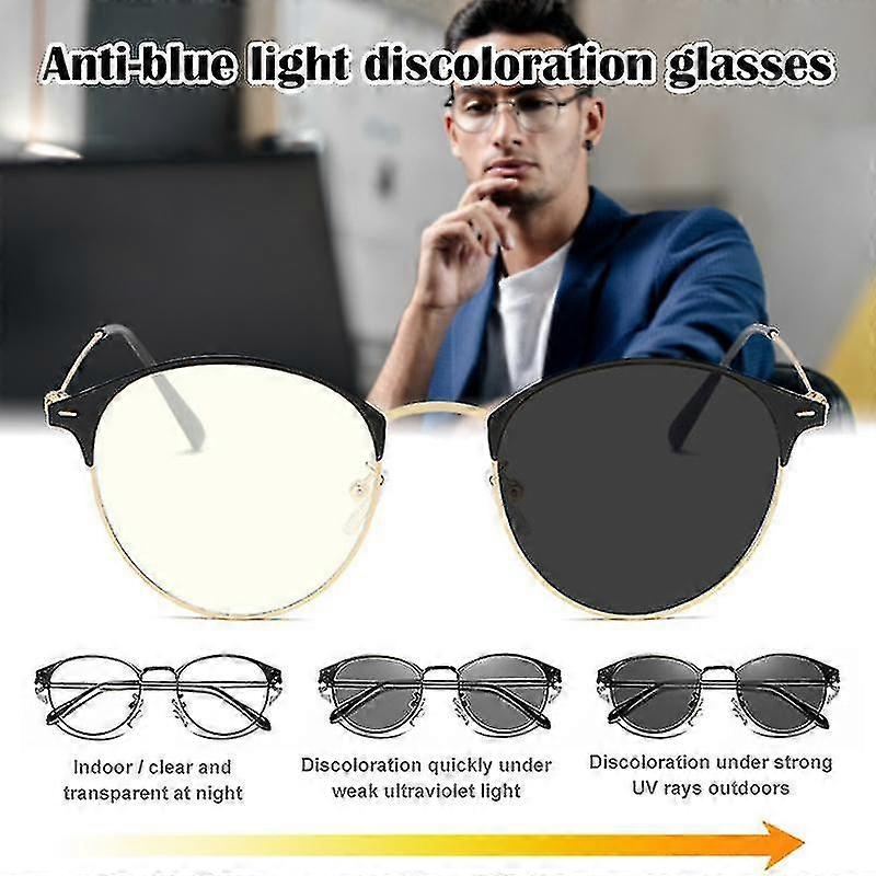 Photochromic Blue Light Blocking Glasses 2 In 1 Anti-ultraviolet Glasses Sunglasses For Men ...