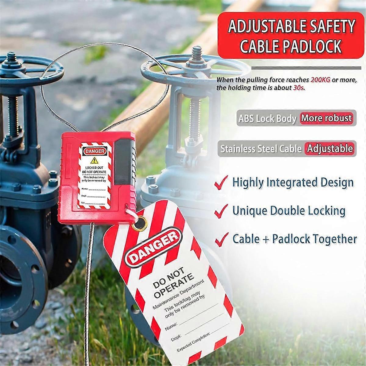 Lockout Tagout Cable Lock - 3.3ft Adjustable Cable Lock, Steel Cable ...