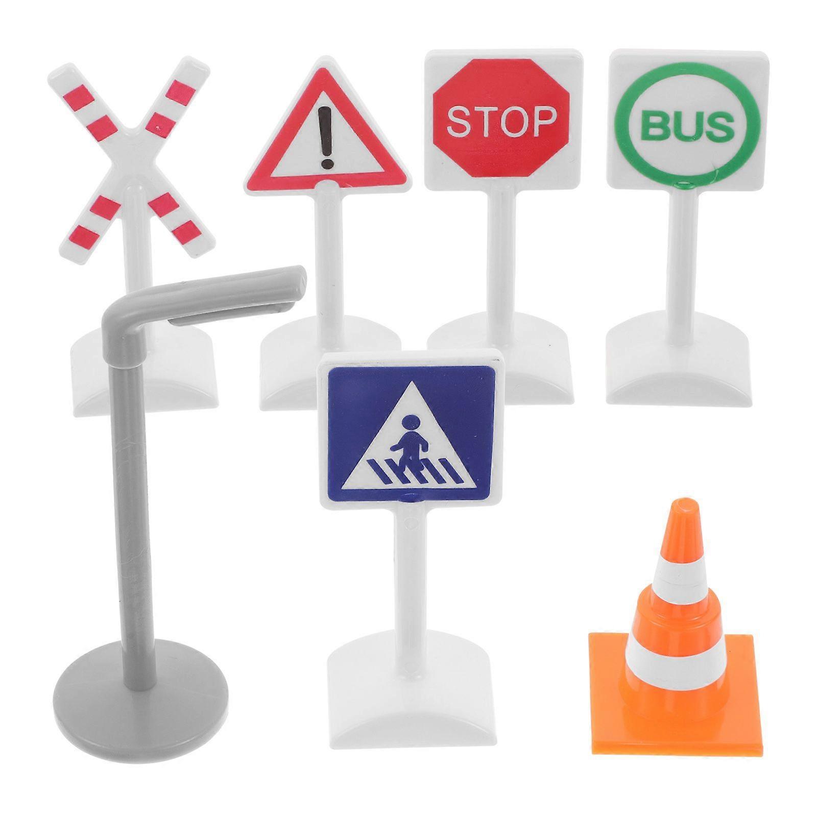 7pcs Street Road Signs Playset Traffic Signs Playset Mini Electric ...