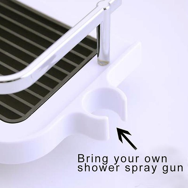 Bathroom Pole Shelf Punch-free Shower Bath Storage Caddy Rack Organiser ...