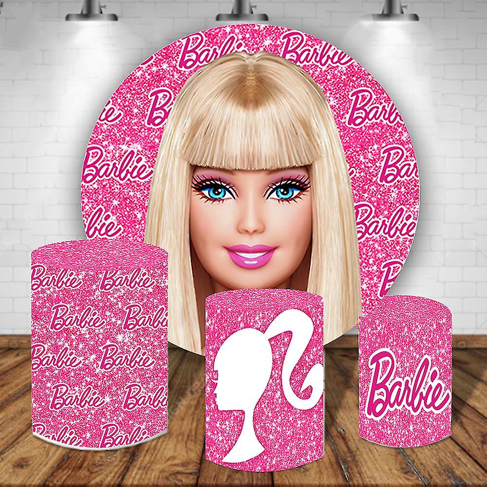 Barbie Circle Backdrops For Girl Birthday Round Backdrop Elastic ...