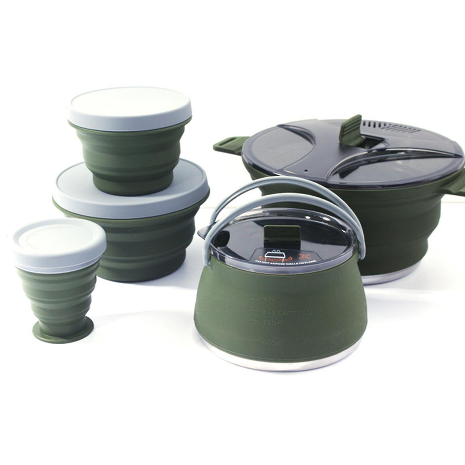Folding Pot Set Portable Cooking Set Collapsible Cookware Set | Fruugo UK