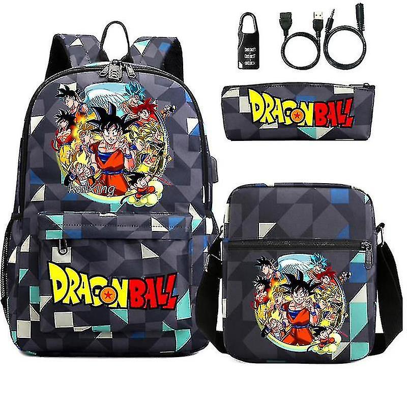 Students Anime Usb Backpack Dragon Ball Goku 3pcs/set Women Men ...