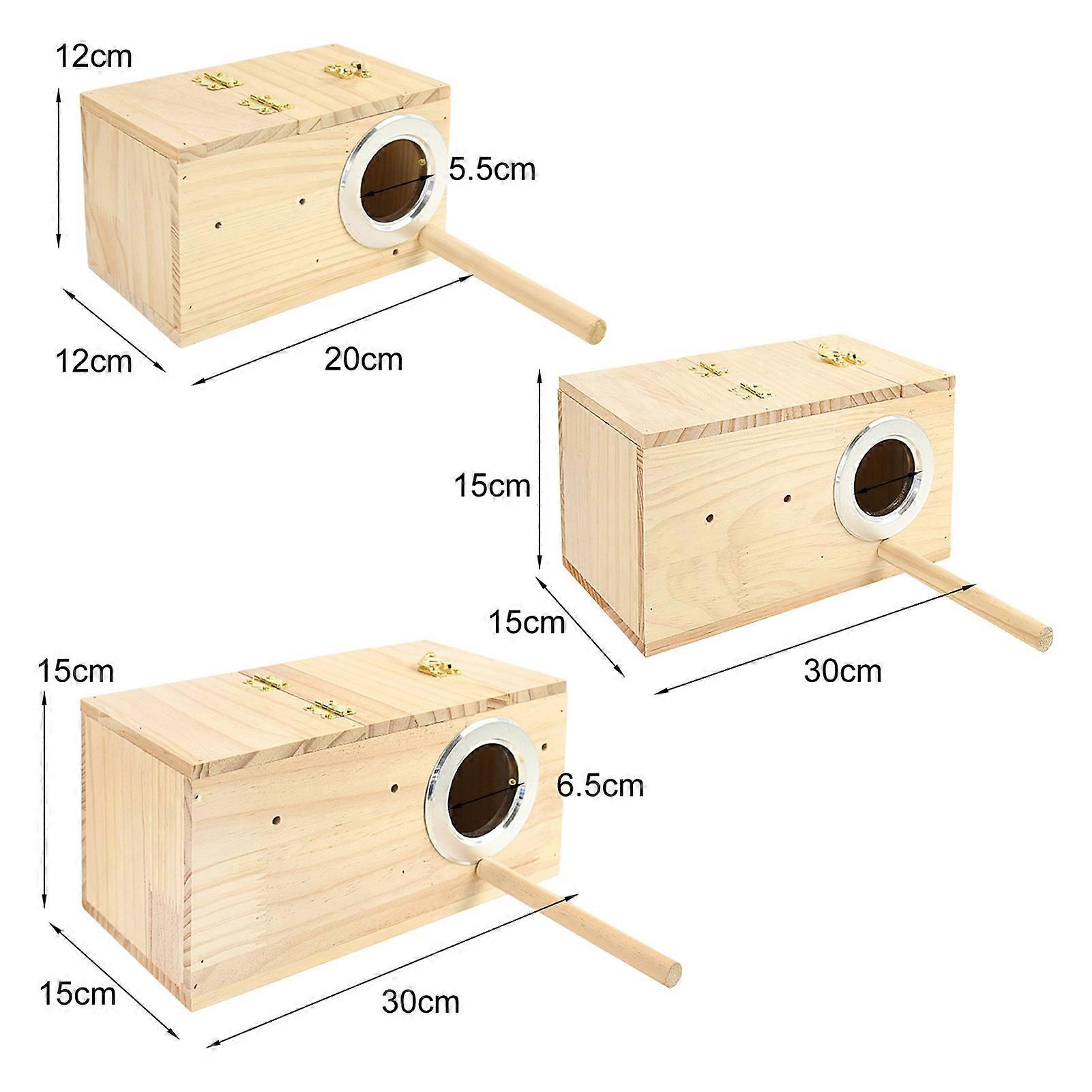 Parakeet Nesting Box Wooden Bird Nest Breeding Box with Perch Bird Cage ...