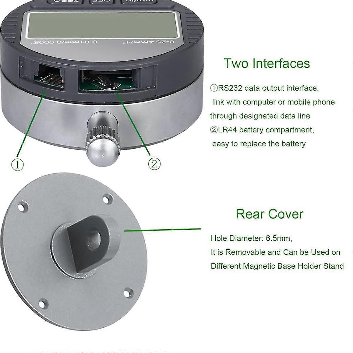 DTI Digital Dial Indicator 0.001mm Resolution,0-12.7mm/0-0.5 Inch Range ...