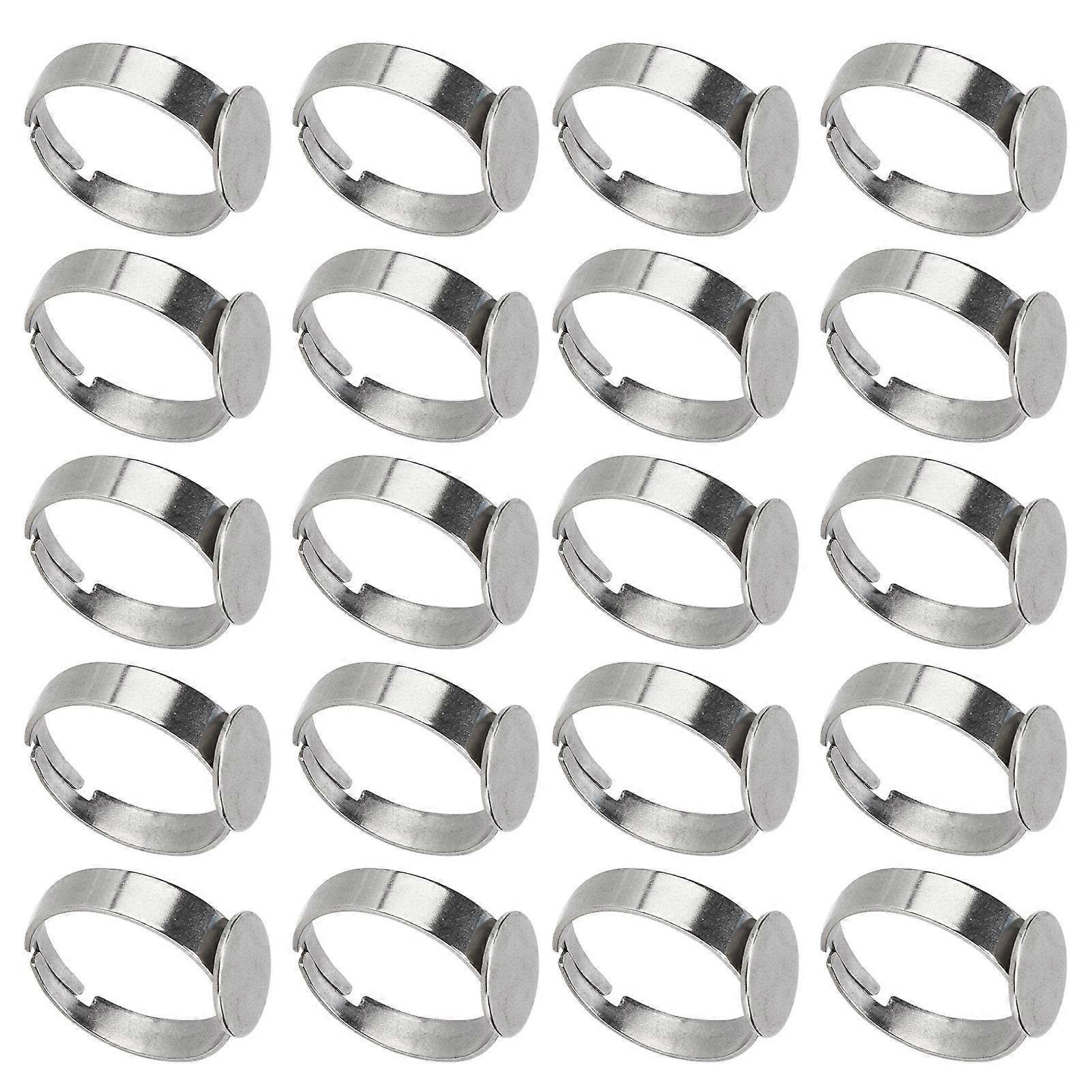 20pcs Blank Rings DIY Adjustable Stainless Steel Flat Rings Bases for ...