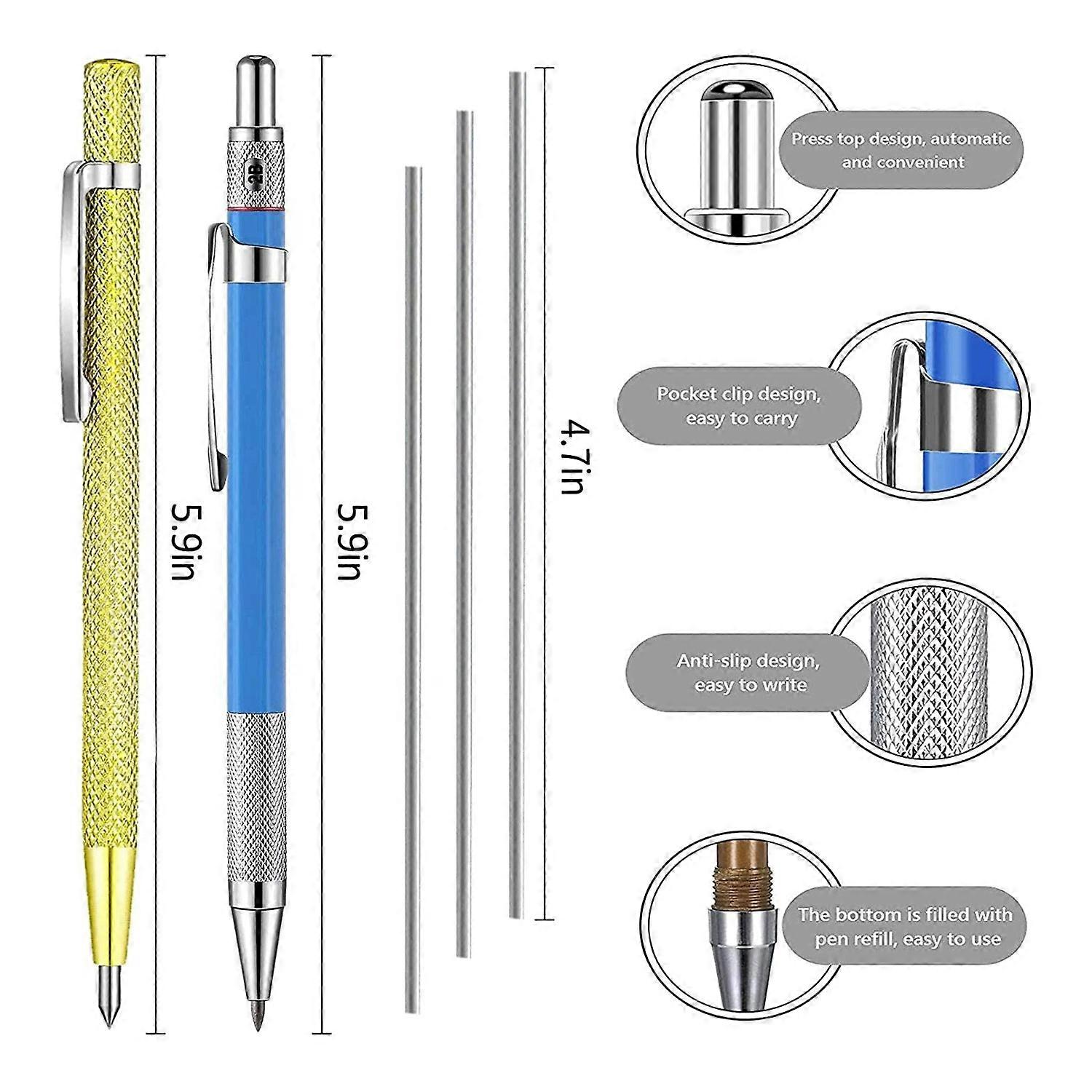 5 Packs Welders Pencil Set with Carbide Scriber Tool Solid Marker Metal ...