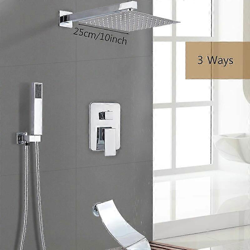 Chrome Concealed Shower Faucet Bathroom Embedded Shower Sets 2/3 Ways ...