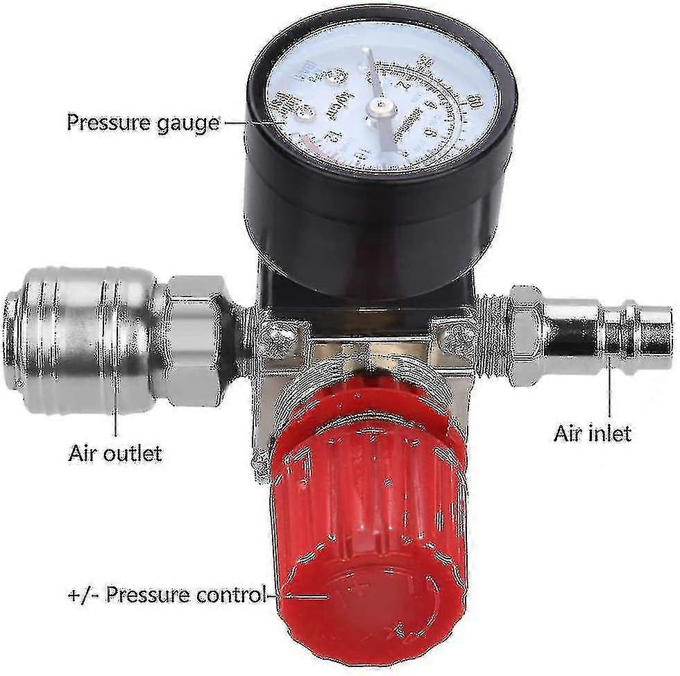 Air Pressure Regulator Three Way Valve 175psi 12bar 1/4 Inch Air Pressure Gauge Regulator For ...