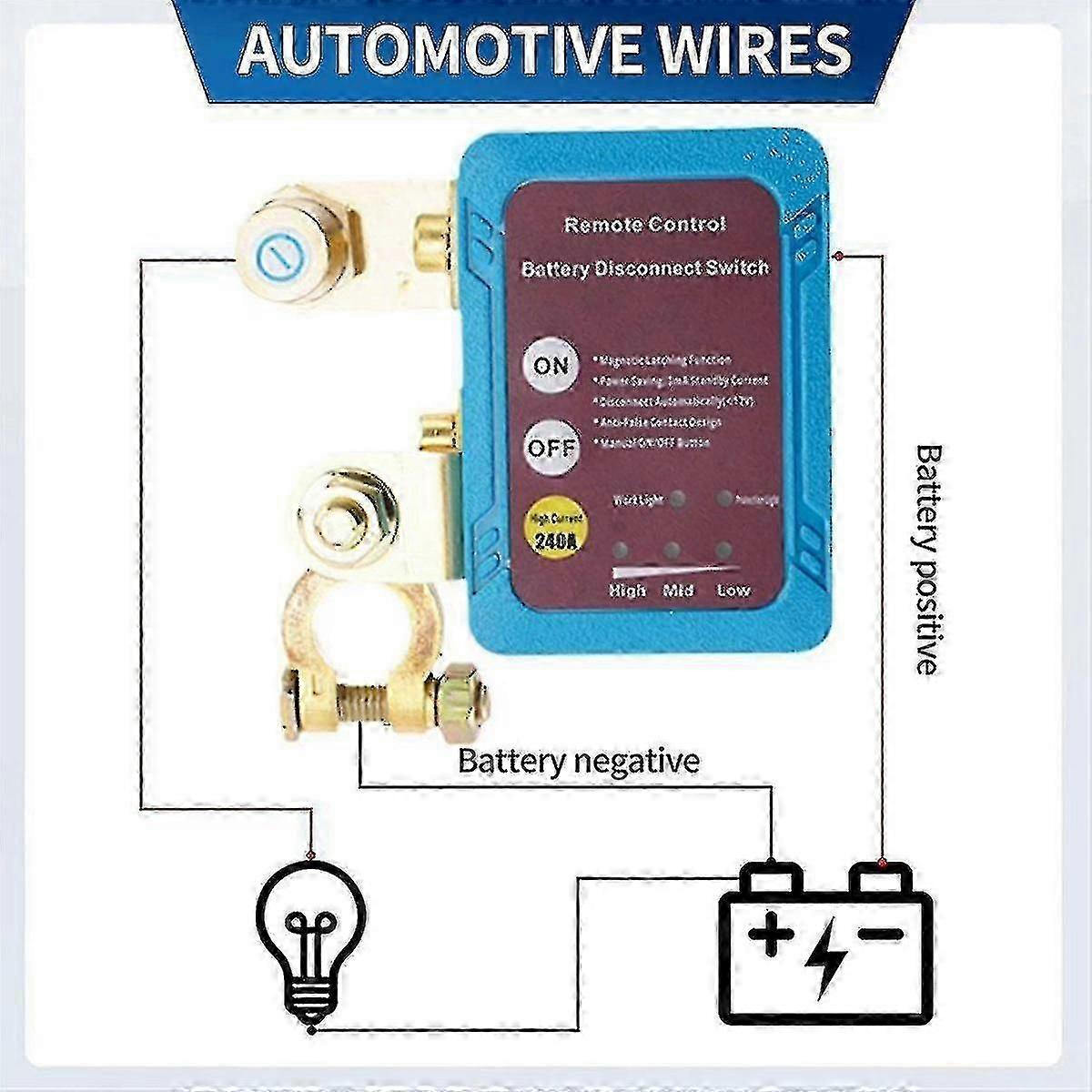 12V 240A Remote Battery Disconnect Switch Automatic Power Shut Off ...