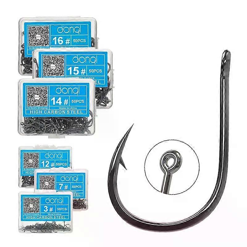 50pcs/box High Carbon Steel Sea Fishing Sharp Hook 3#-16# Model Fishing ...