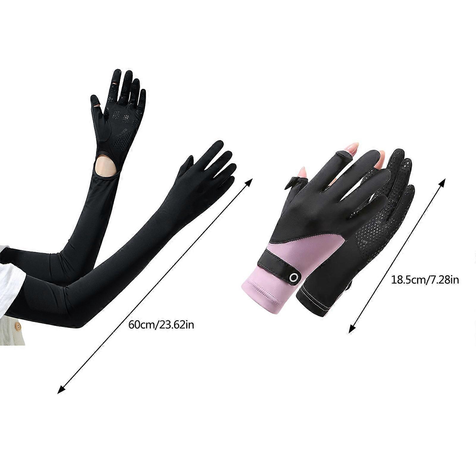 Sun Protective Cooling Gloves Short/Long Gloves Fishing Sunblock Hand ...