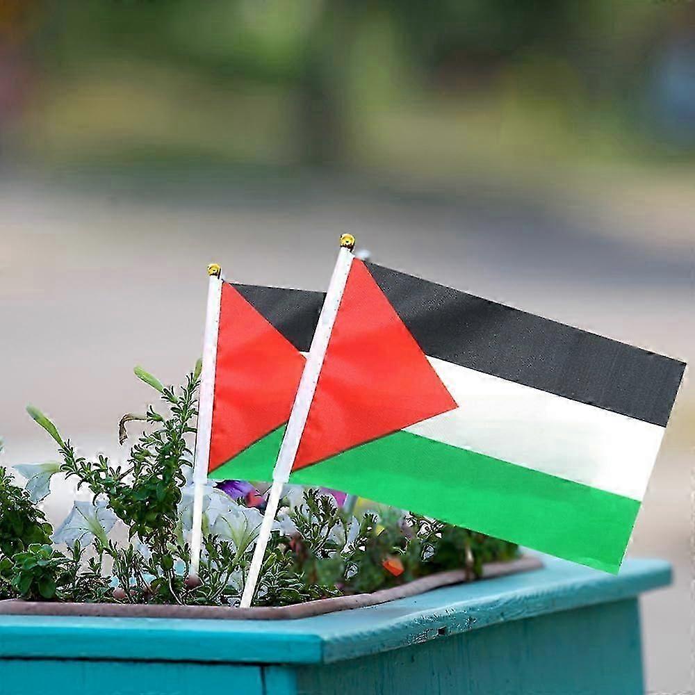 Palestine Flag Small with Pole, 14x21cm Palestine Hand Waving Flag ...