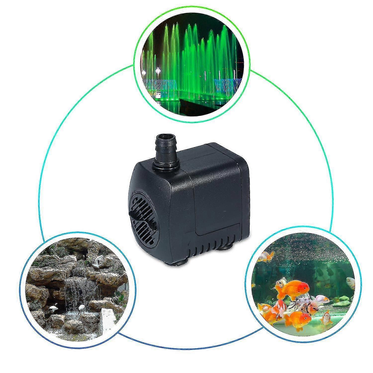 LED Light Submersible Pump 800L/H Ultra-Quiet Aquarium Pond Tank Pool ...