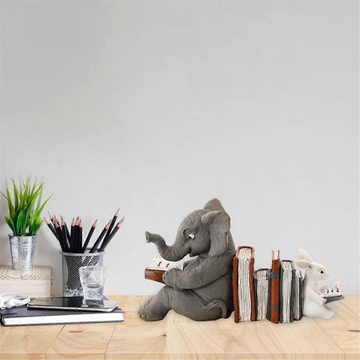Elephant Animal Reading Studying Statue Bookends Animal Statue Decor ...