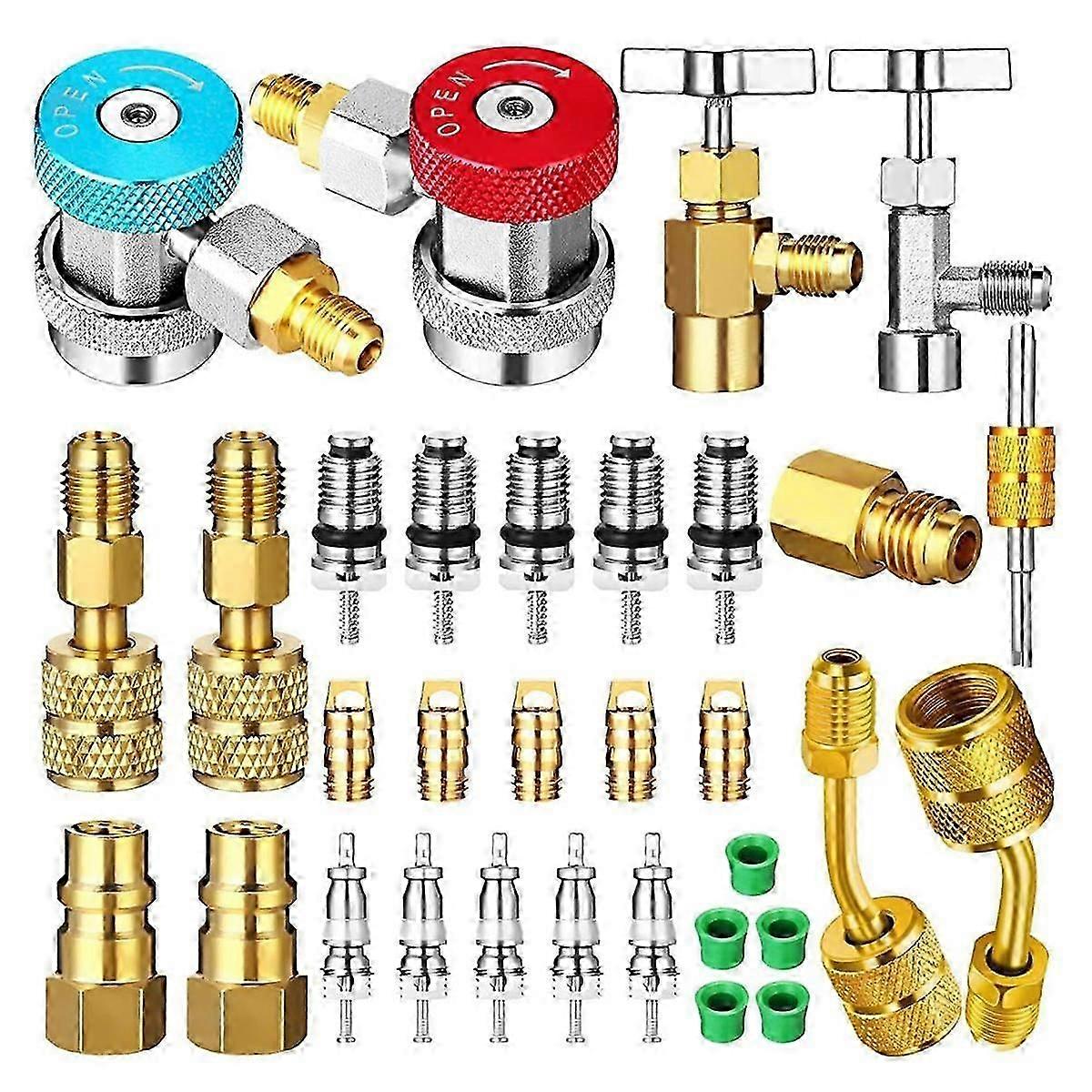 AC R134A Adapter Quick Coupler Kit, R134a Tank Tap Valve R134a to R22 ...