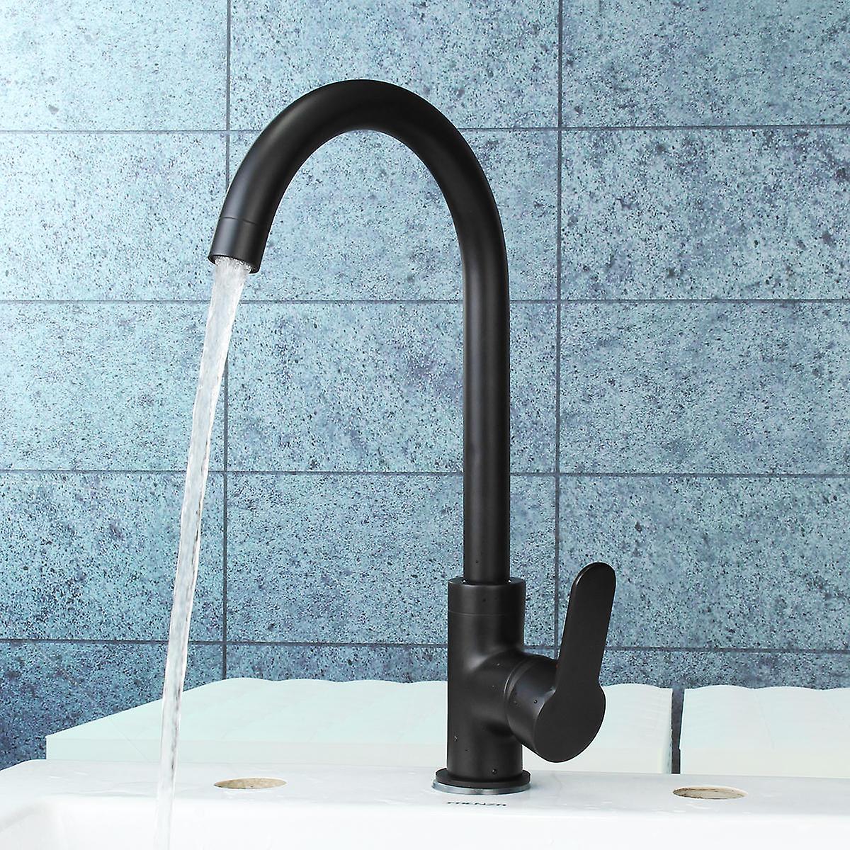 Black copper kitchen faucet 360 rotation single lever hot & cold water ...