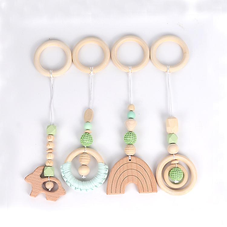 4PCS Nordic Kids Wooden Beads Hanging Decorations Nursery Gym Play ...