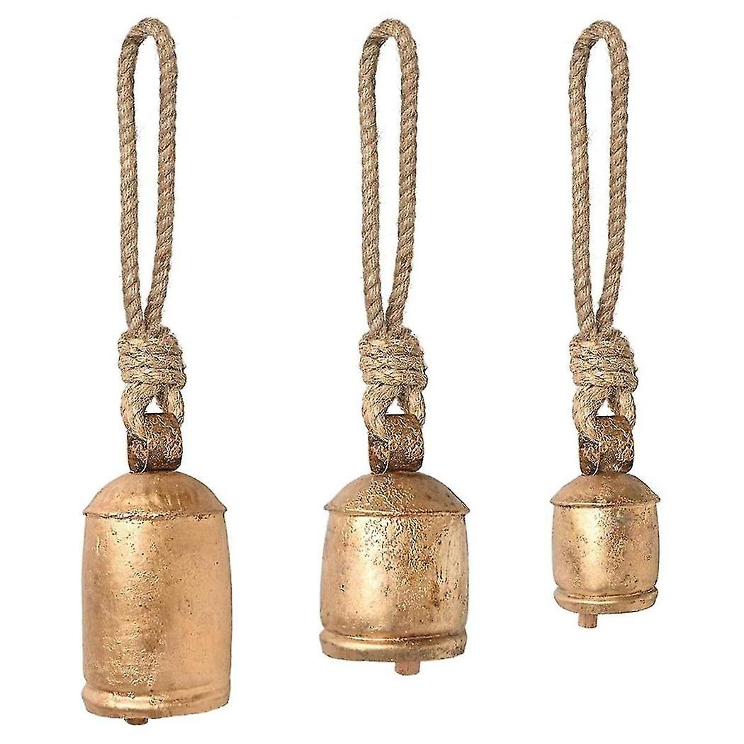Cast Iron Hanging Cow Bells Set Of 3 Hanging Harmony Bells Garden ...