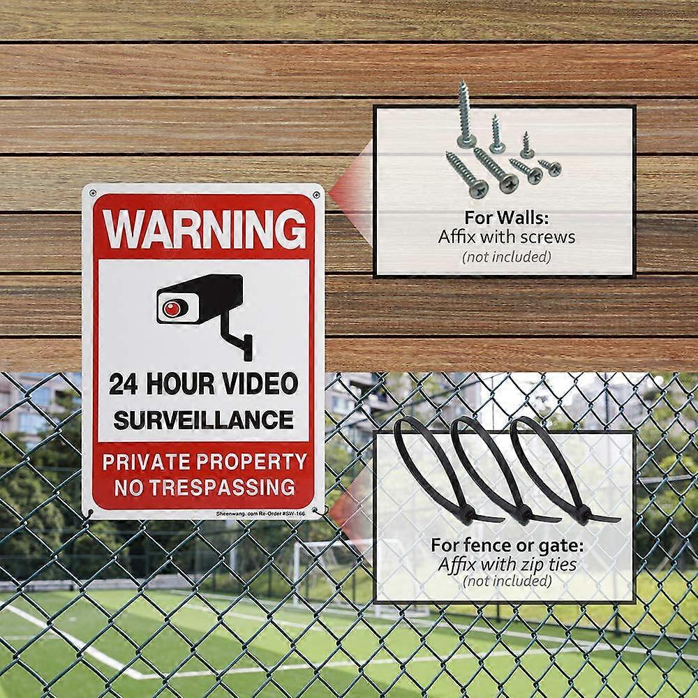 2-Pack Private Property No Trespassing Sign, video surveillance signs ...