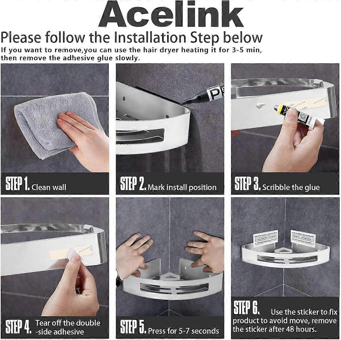 Tizzy Shower Corner Shelf, Corner Shelf With Hooks 2 Pack, Self ...