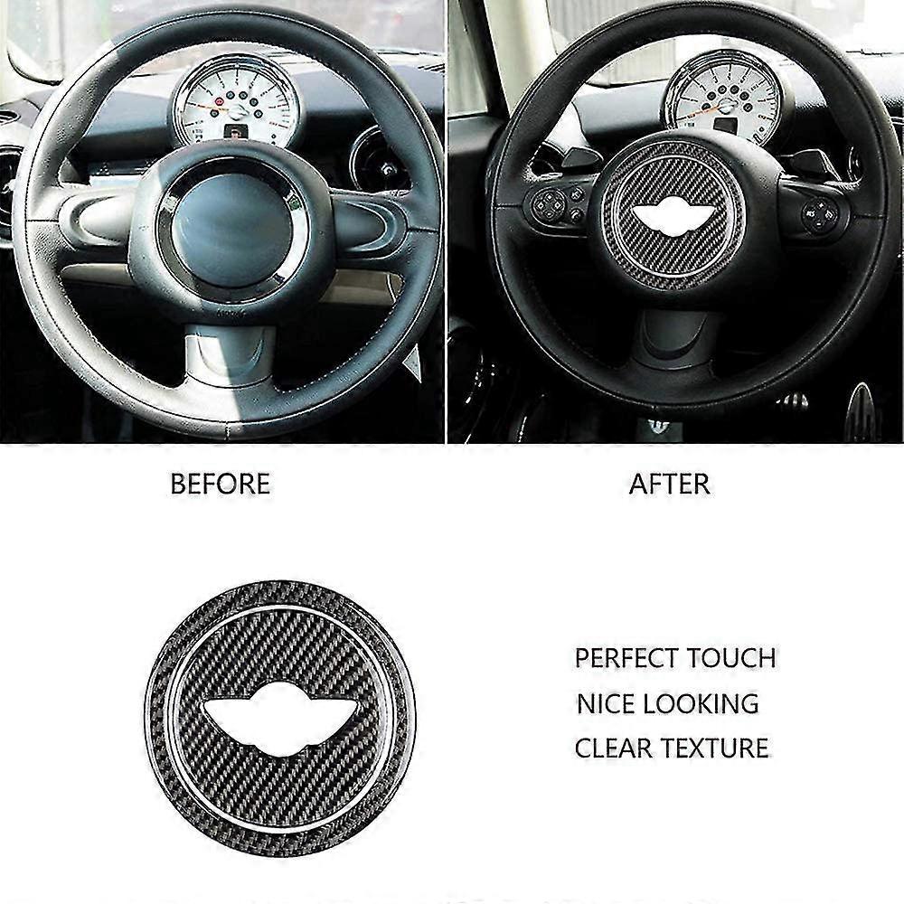 Carbon Fiber Steering Wheel Cover Sticker Compatible Mini Cooper R55 ...