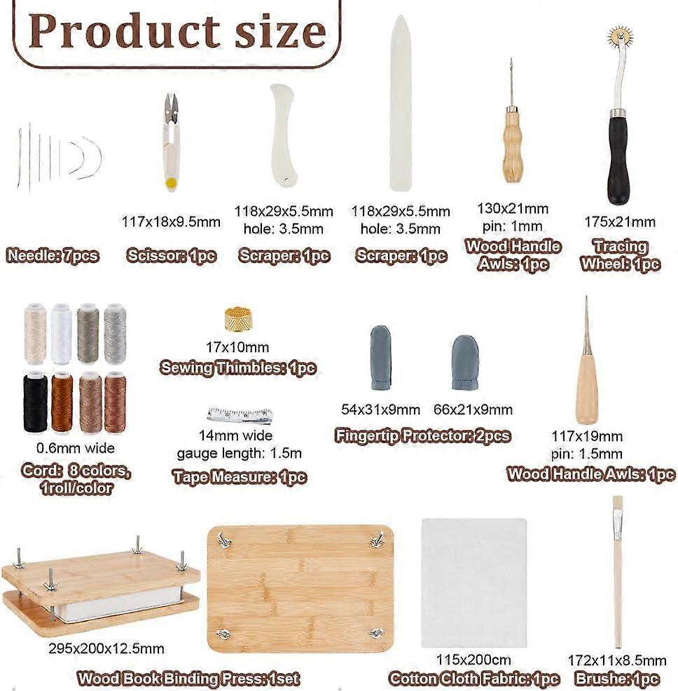 12 x 8 Book Press Bookbinding Book Binding Kits Bookbinding Supplies with Bone Folder Awl Large ...