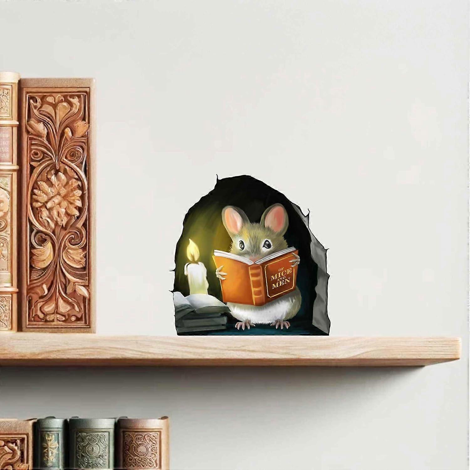 1 pcs Mouse Reading Book, Wall Decor Sticker Decal, Kids Room ...