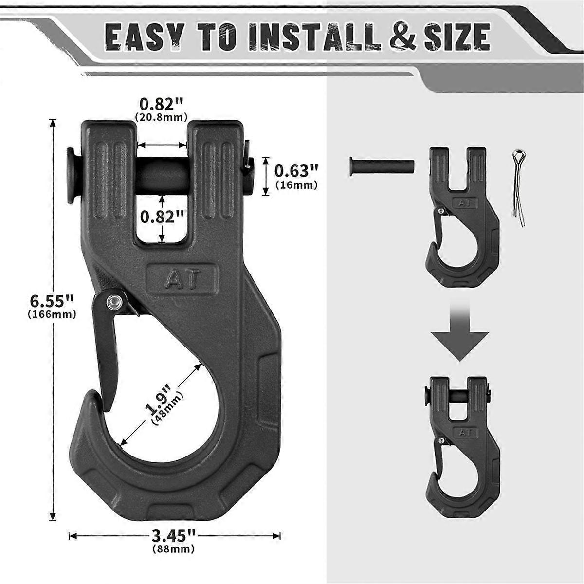 3/8 Inch Winch Hook Heavy Duty, ATV Winch Hook, Winch Tow U-Clamp ...